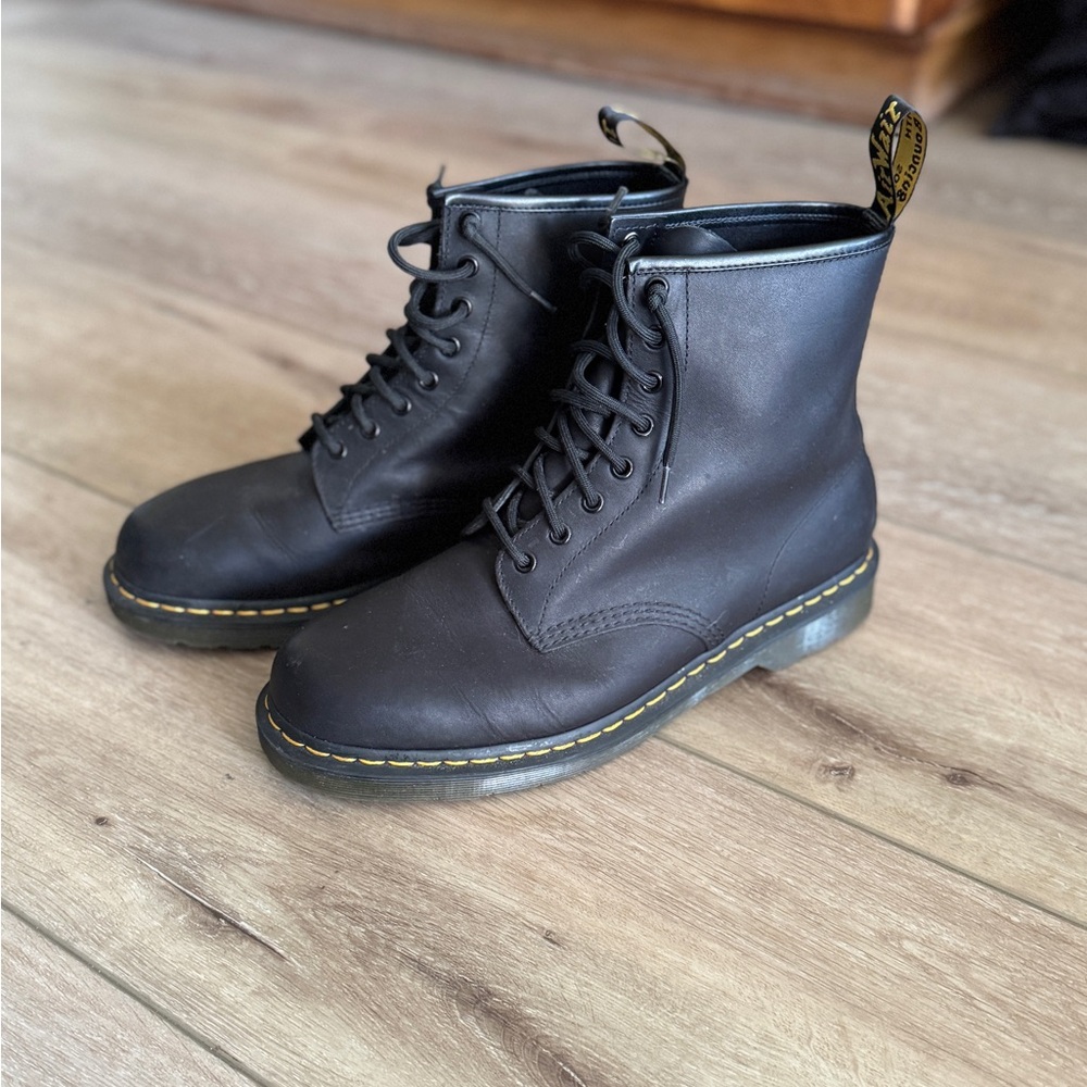 Dr. Martens Matte Black Leather Combat Boots - Gem